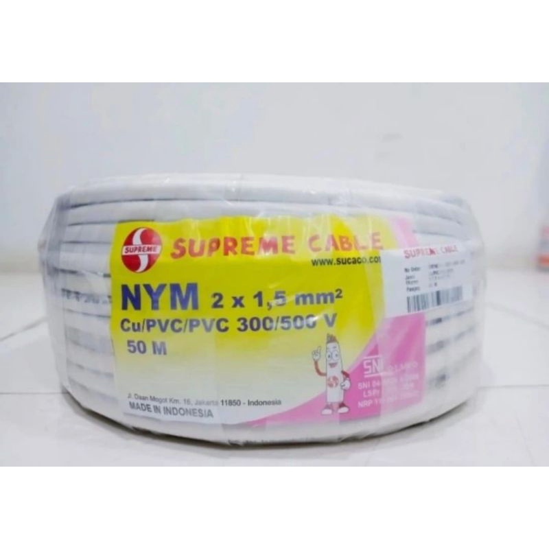 Jual Kabel NYM Batangan Putih Isi 2 Ukuran 2x1,5mm 50Meter Supreme | Shopee Indonesia