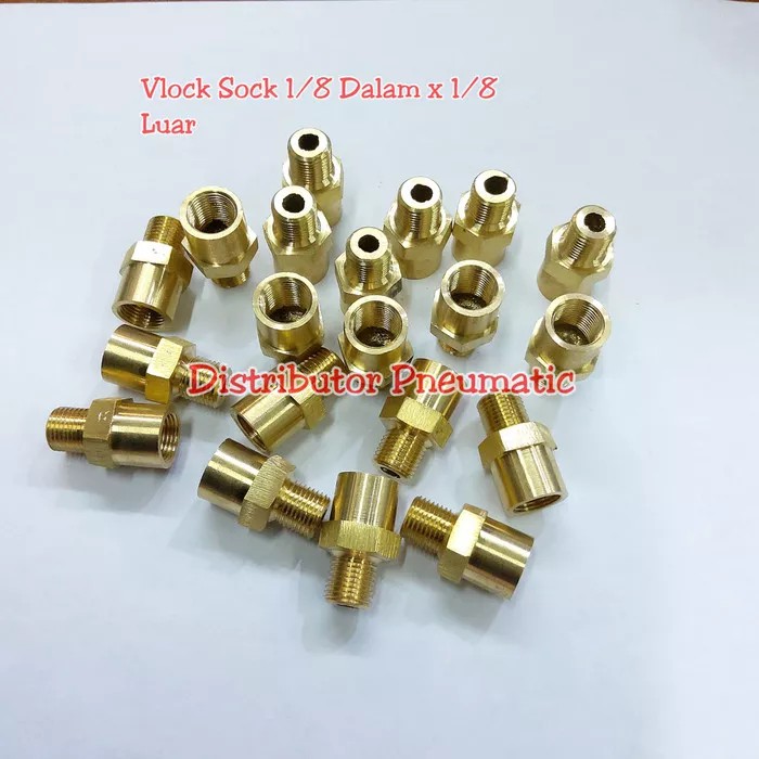 Jual Vlock Sock 1/8 Dalam x 1/8 Luar brass kuningan | Shopee Indonesia