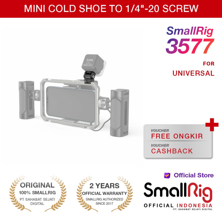 Jual SmallRig Mini Cold Shoe to 1/4"-20 Screw Adapter 3577 | Shopee ...