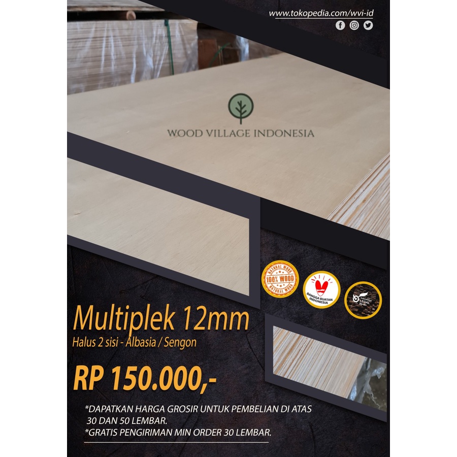 Jual MULTIPLEK ALBASIA / TRIPLEK ALBASIA / PLYWOOD / MULTIPLEK 12MM 12 ...