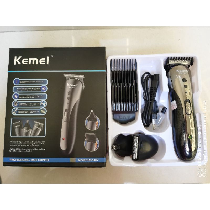 Jual ( COD ) ALAT CUKUR RAMBUT ELEKTRIK 3in1 HAIR CLIPPER KEMEI 1407 Mesin Potong Kumis Jenggot ...
