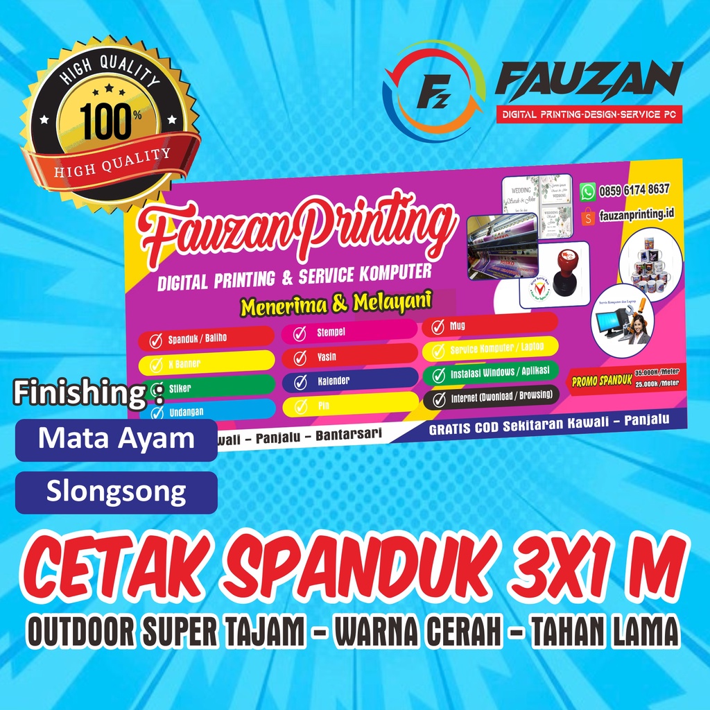 Jual Cetak Banner Spanduk 3x1 Baliho 300x100cm bahan Flexy 280gsm Satu ...
