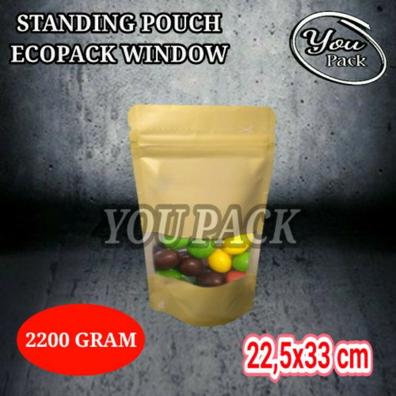 Jual STANDING POUCH ECOPACK WINDOW 2200 GRAM ZIPPER KEMASAN KOPI-BUBUK ...