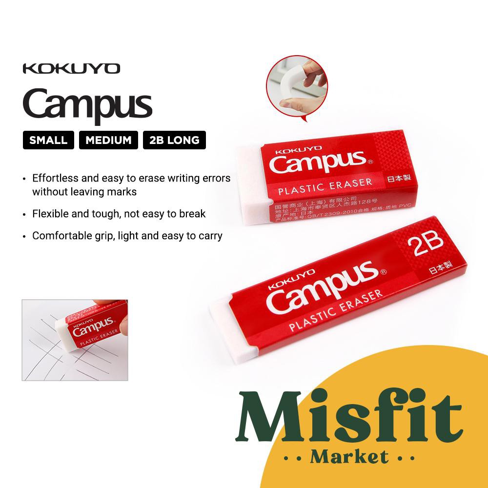 Jual Kokuyo Campus Plastic Eraser SMALL / MEDIUM / 2B LONG Penghapus ...