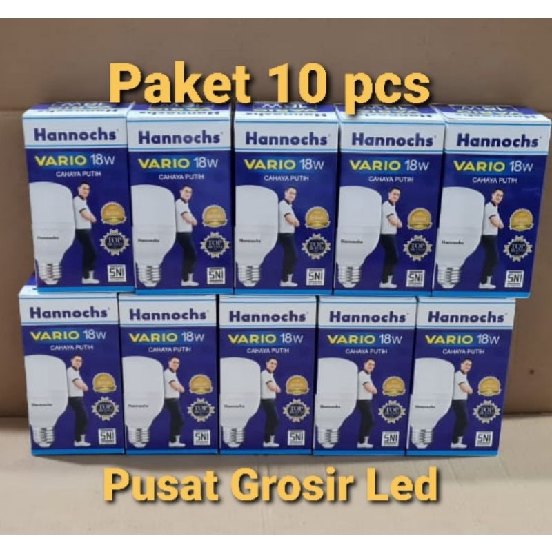 Jual Paket Hemat 10 pcs Hannochs Vario 18 watt Cahaya putih Original Bergaransi 1 Tahun | Shopee ...