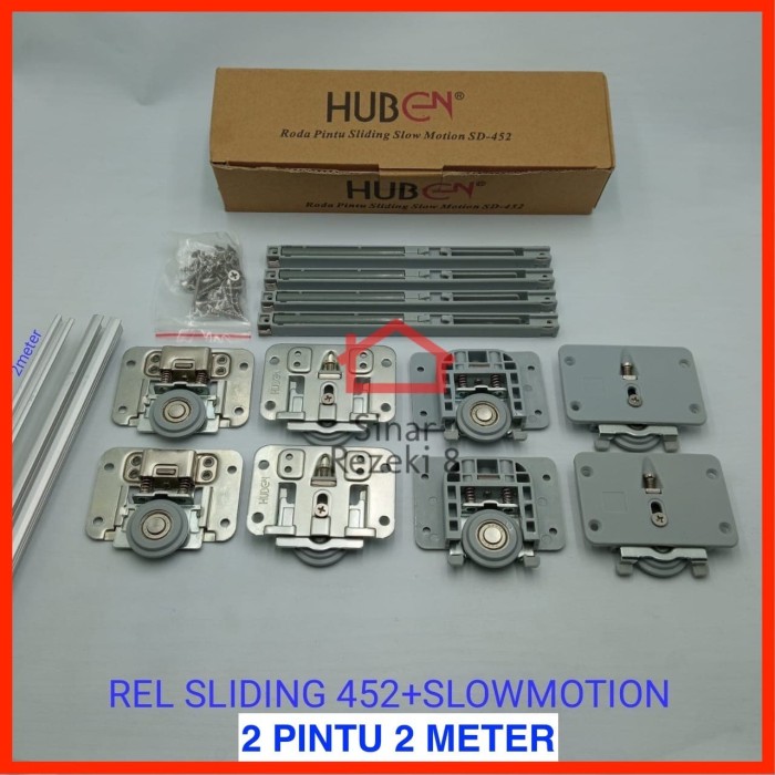 Jual Roda Rel Pintu Lemari Sliding Geser Slow Motion HUBEN SD 452 - 2P/2M | Shopee Indonesia