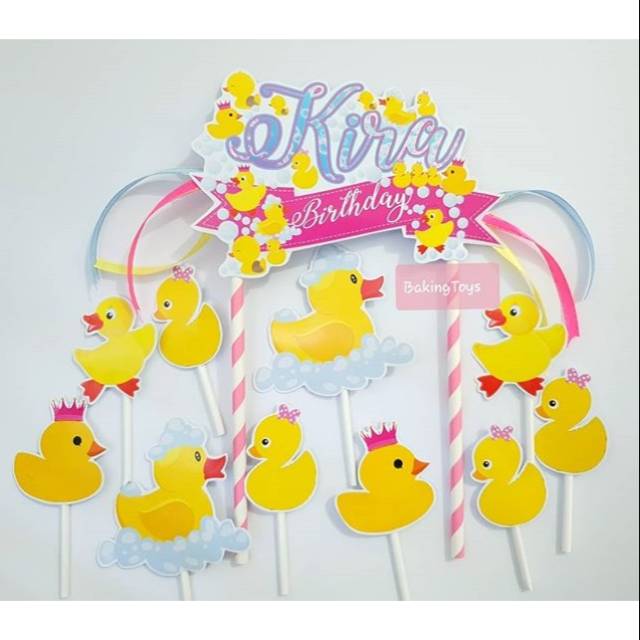 Jual Topper Cake Birthday Rubber Duck Bebek / Hiasan Kue Ulang Tahun ...