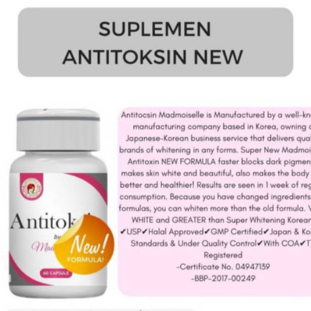 Jual Antitoksin by Madmoiselle (60kapsul) Free Korean Sheet Mask ...