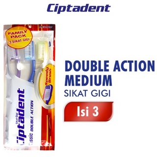 Jual CIPTADENT SIKAT GIGI ISI 3 CLASSIC DOUBLE ACTION REGULER SOFT ...