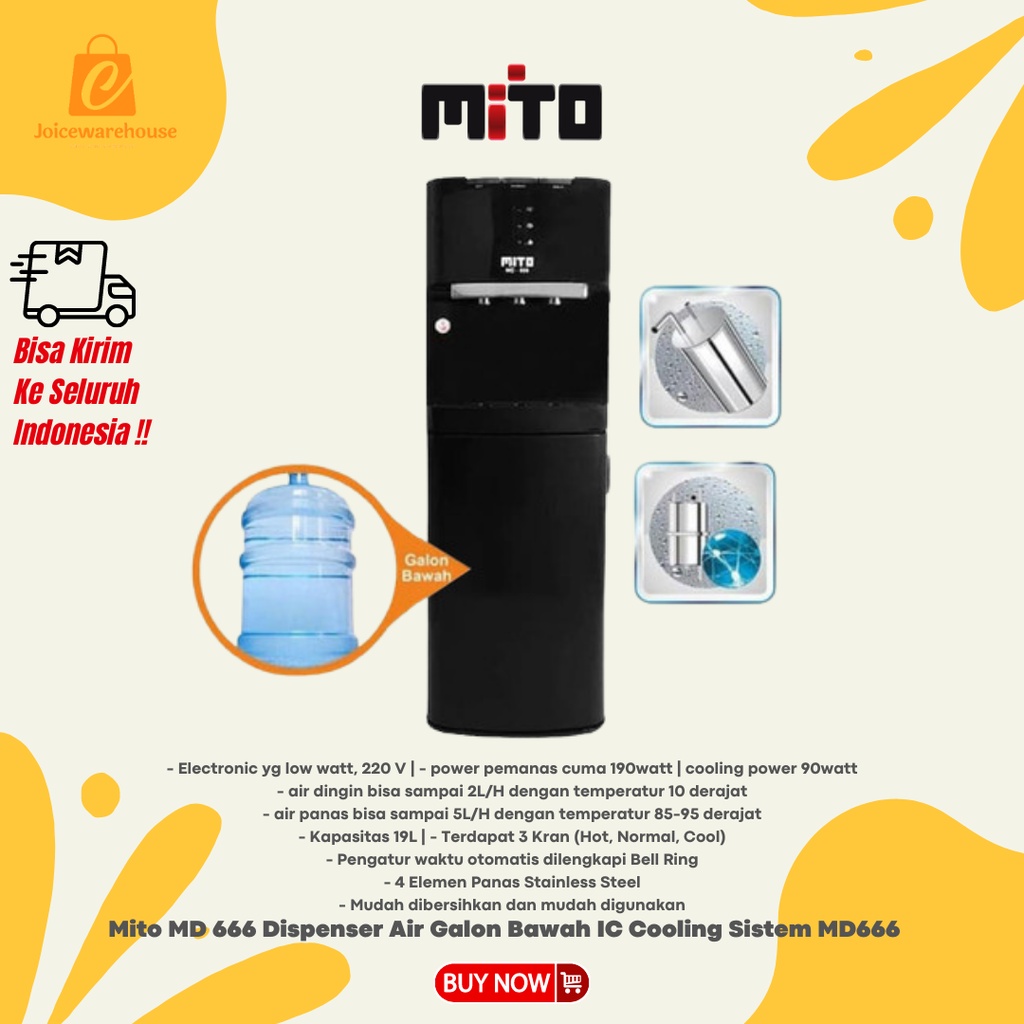 Jual Mito MD 666 Dispenser Air Galon Bawah IC Cooling Sistem MD666 ...