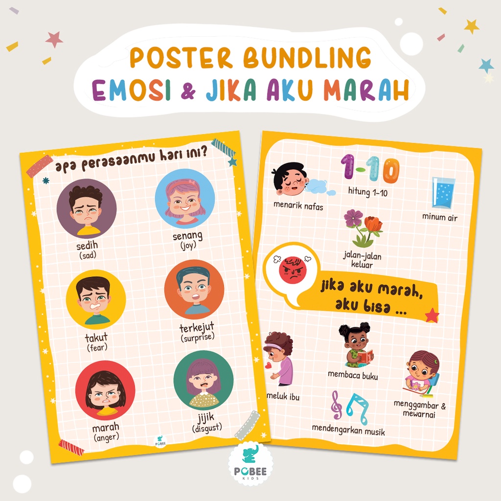 Jual Poster Edukasi | Poster Anak | Paket Poster Mengenal Emosi dan ...