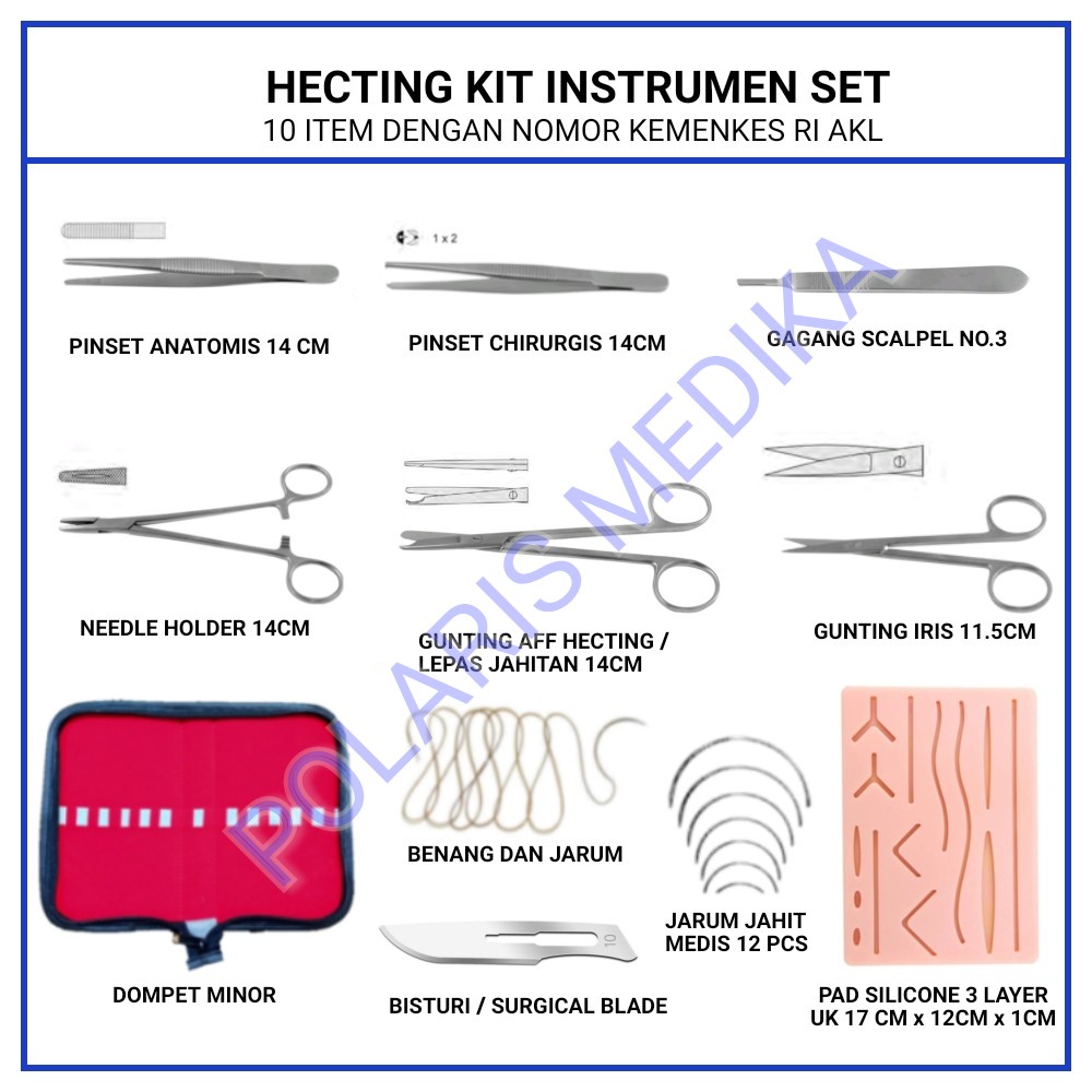Jual HECTING KIT INSTRUMEN SET / HEKTING SET / MINOR SUTURE SET ...