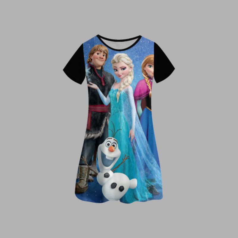 Jual Baju Dress Daster Anak Animasi Kartun 3D Frozen Micket Mouse ...