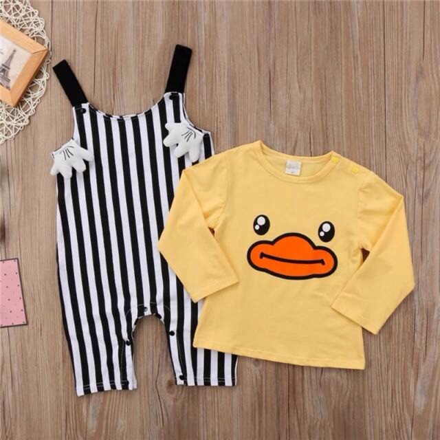 Jual Set overall hand strip duck face | Shopee Indonesia