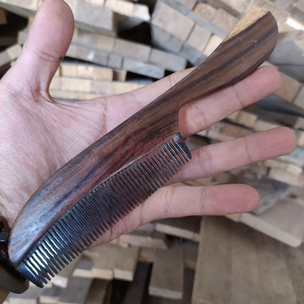 Jual Sisir kayu sonokeling dan sikat / gigi tanduk sapi asli gagang ...