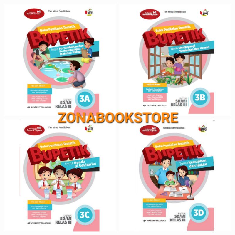 Jual BUKU SISWA KELAS 3 / III SD/MI BUPETIK ( BUKU PENILAIAN TEMATIK ) TERPADU JILID 3A , 3B ...