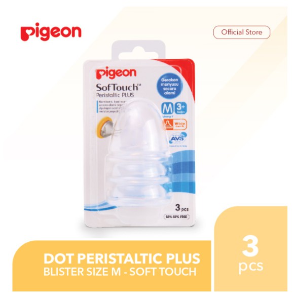 Jual Pigeon Dot Bayi Peristaltic Plus Isi 3 Size M Anti Kolik Nipple Wide Neck Anti Sedak ...