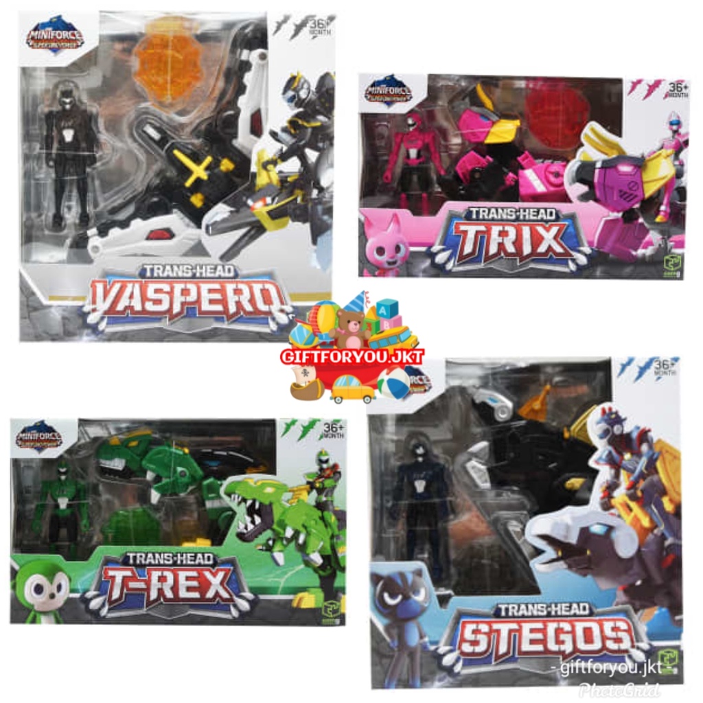 Jual Miniforce Small Figure Robot Trans Head Vaspero Trix T-rex Stegos ...