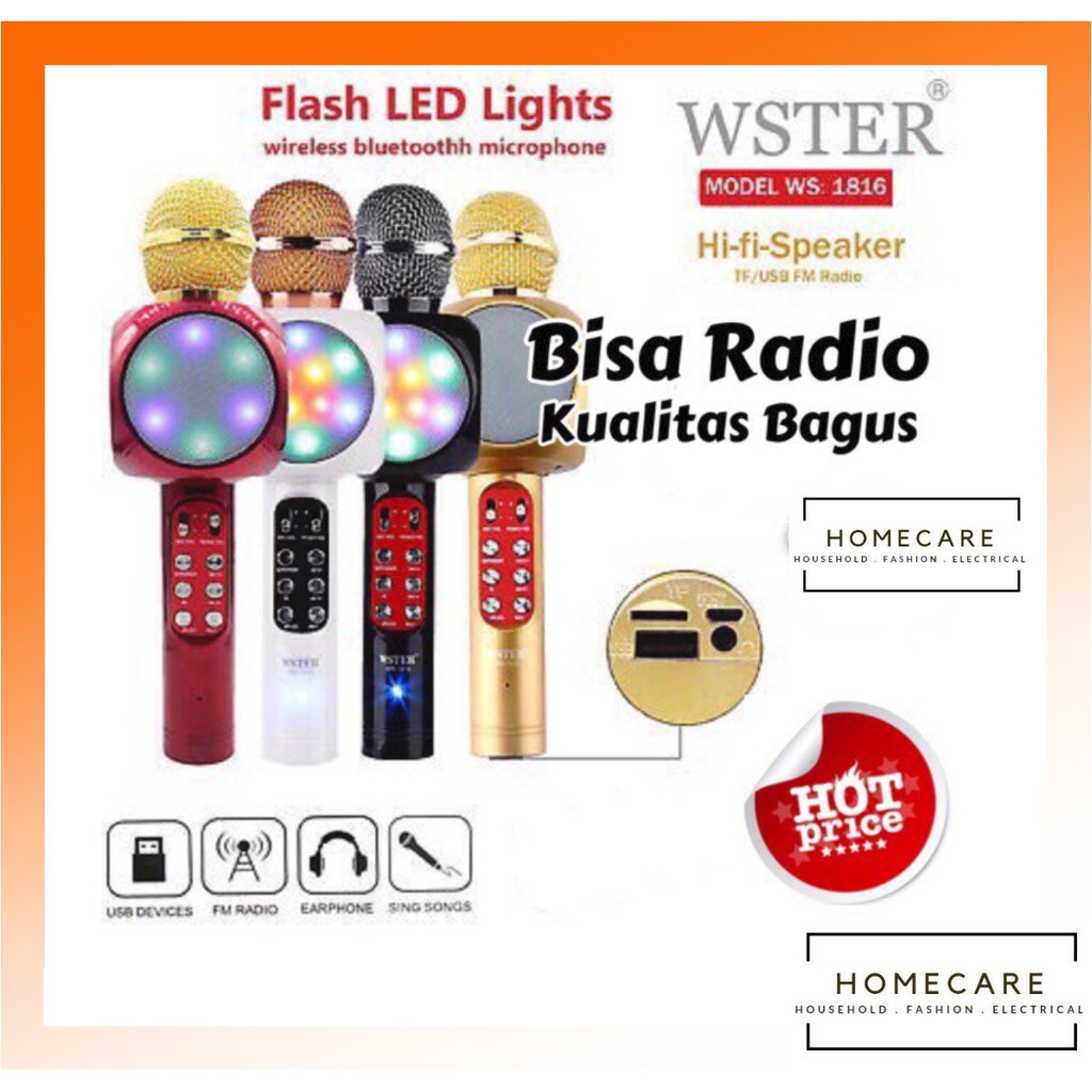 Jual Mic Karaoke Bluetooth WS 1816 Wireless Portable Smule Speaker | Shopee Indonesia