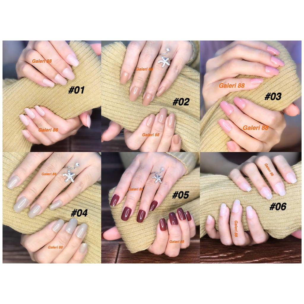 Jual Fake Nail Kuku Palsu warna polos glossy square oval | Shopee Indonesia