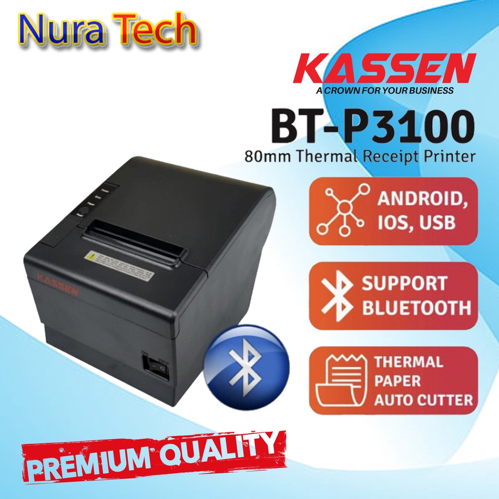 Jual PRINTER KASIR KASSEN BT-P3100 BT P3100 USB BLUETOOTH THERMAL 80MM ...
