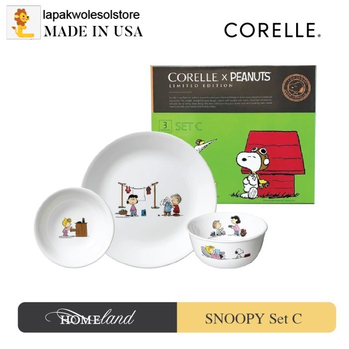 Jual CORELLE Snoopy Kids Set / Piring Makan Anak - Set C | Shopee Indonesia