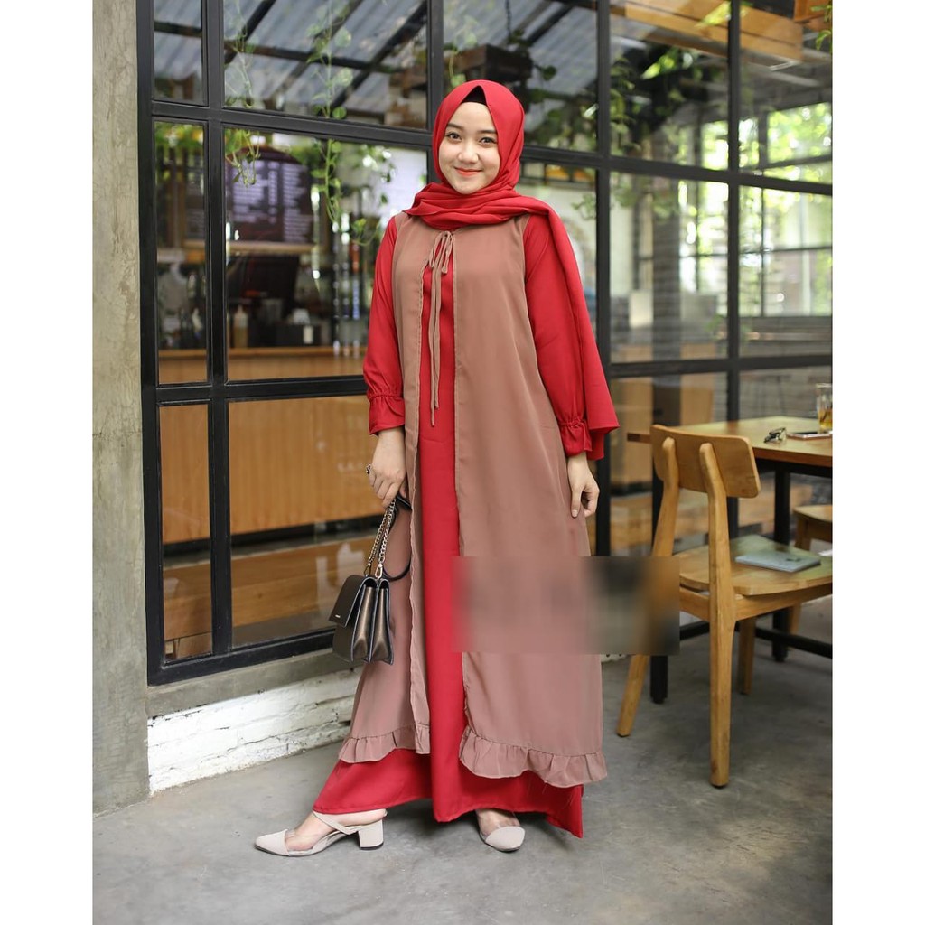 Jual Gamis Lebaran 2024 Terbaru LANARA MAXI Matt kos Wafle Baju Hijab ...