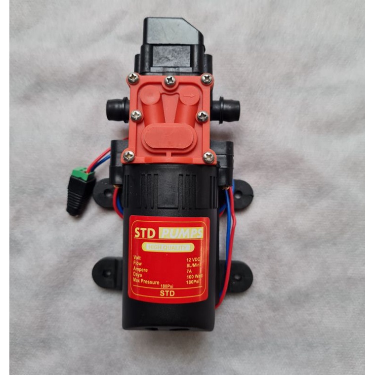 Jual Pompa air mini STD Merah red pump 12v 8 LPM 180 PSI 100W 12V 7A ...