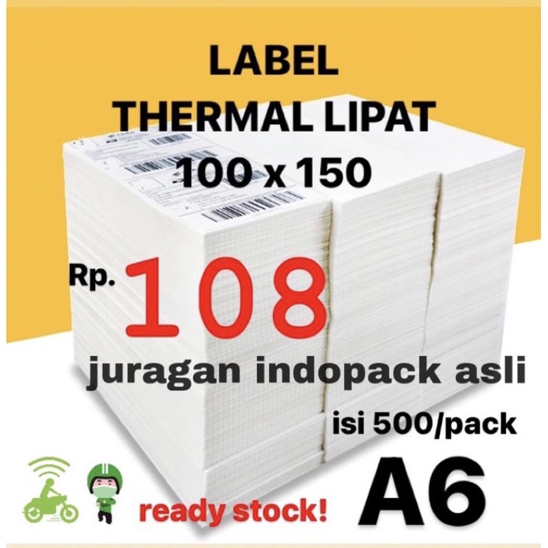 Jual LABEL STICKER THERMAL LIPAT 100 X 150 BARCODE 100X150 UKURAN A6 | Shopee Indonesia