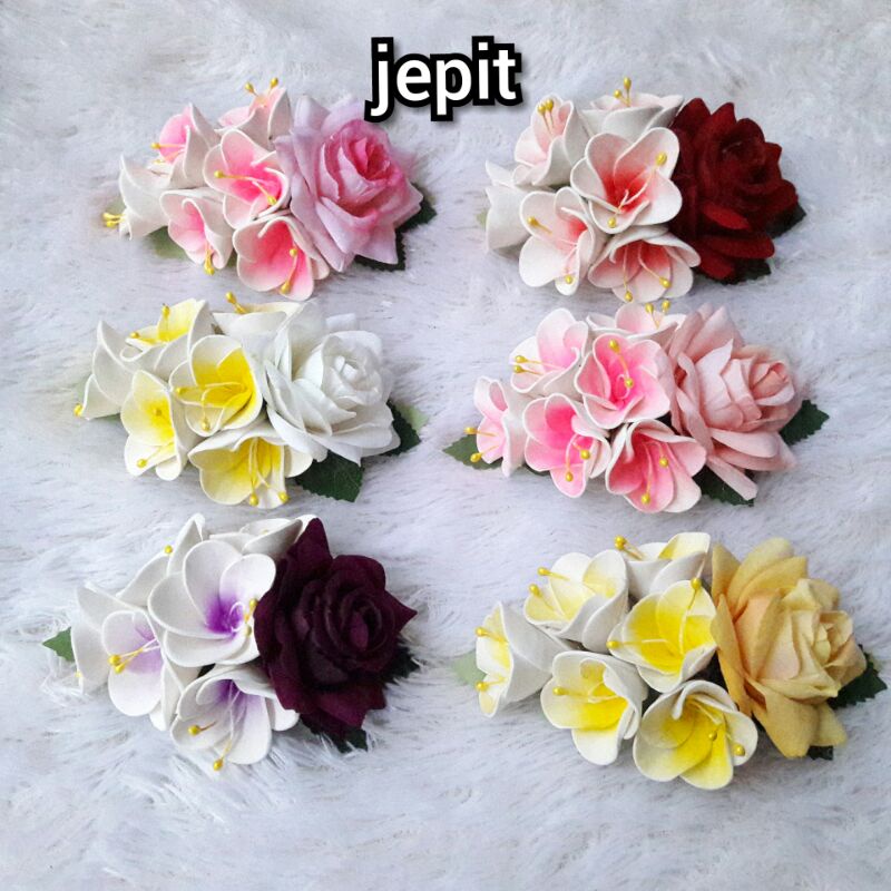 Jual jepit hairnet mawar beludru jepun putih / aksesoris rambut bali ...