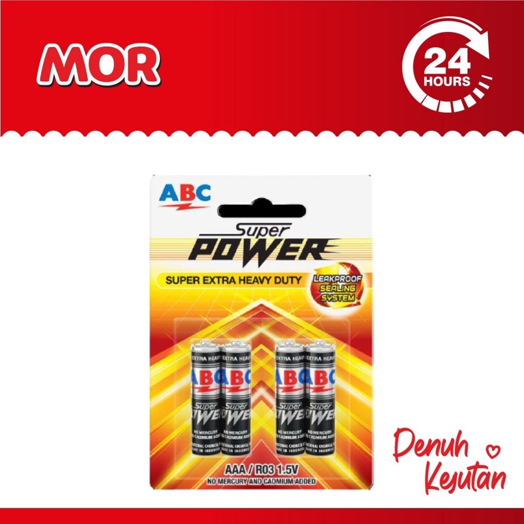 Jual ABC Super Power Heavy Duty Battery Baterai AAA R03 4B | Shopee ...