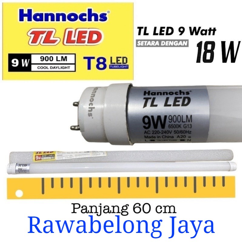 Jual HANNOCHS - Lampu TL T8 LED Hannochs 9 Watt model neon Cahaya Putih ...