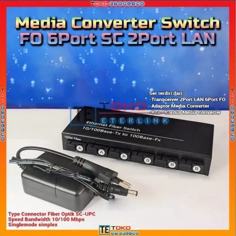 Jual Media Converter 6 FO 2 RJ45 LAN 10/100 Ethernet Fiber Switch | Shopee Indonesia