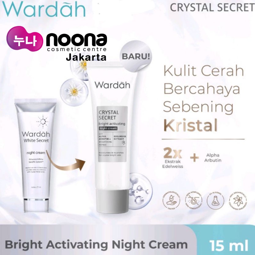Jual WARDAH CRYSTAL SECRET BRIGHT ACTIVATING NIGHT CREAM 15 ML | Shopee ...