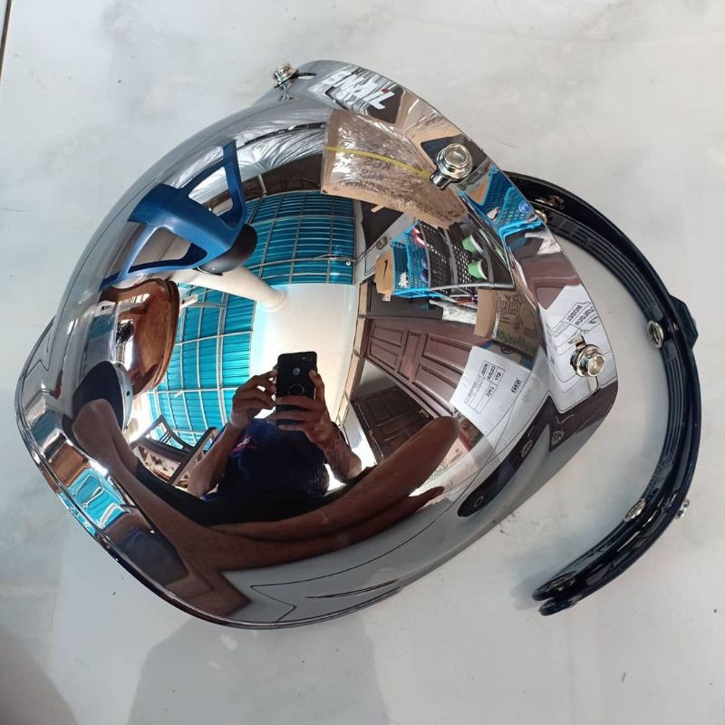 Jual Kaca Helm Slim Kaca bubble chrome cembung Flat SNAIL | Shopee ...