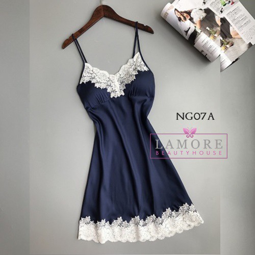 Jual Gaun Malam Sexy Sleepwear Lingerie Baju Tidur Wanita Lace Navy ...