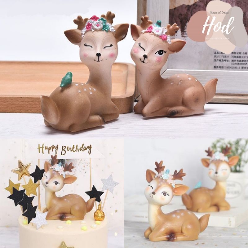 Jual Topper Flower Deer Hiasan Kue Ulang Tahun Ornamen Bentuk Rusa ...