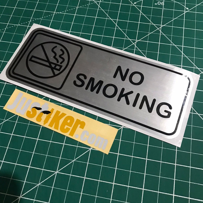 Jual Sticker No Smoking Stainless Hairline Text Hitam Rounded | Shopee ...