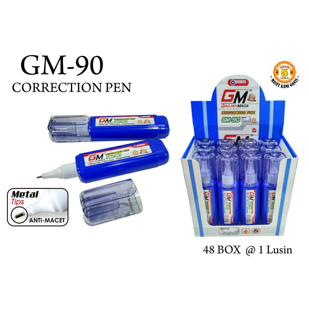 Jual ALAT TULIS TIP EX CAIR CORRECTION PEN GM90 BOTOL BIRU (6 PCS ...