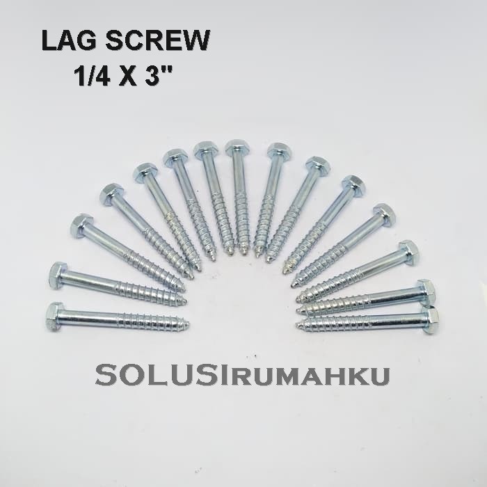 Jual LAG SCREW 1/4 X 3 inch DESK SKRUP 7.5 CM / Deskrup Deck Dekskru ...
