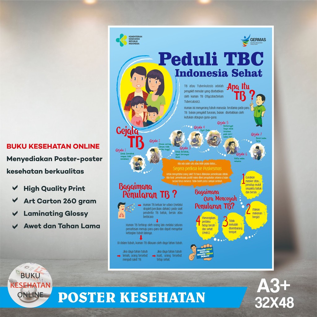 Jual Poster Kesehatan - PEDULI TBC, INDONESIA SEHAT! - LAMINATING ...