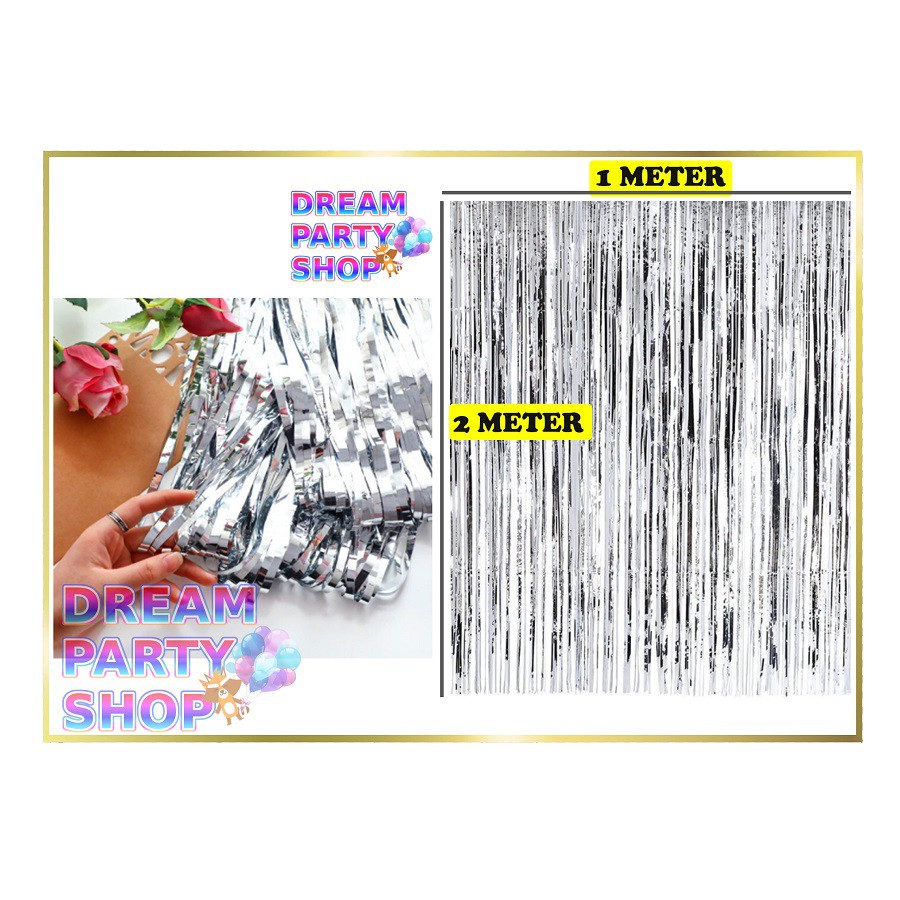 Jual Tirai Foil Biru Merah Silver Gold Backdrop Ulang Tahun/ Tirai ...