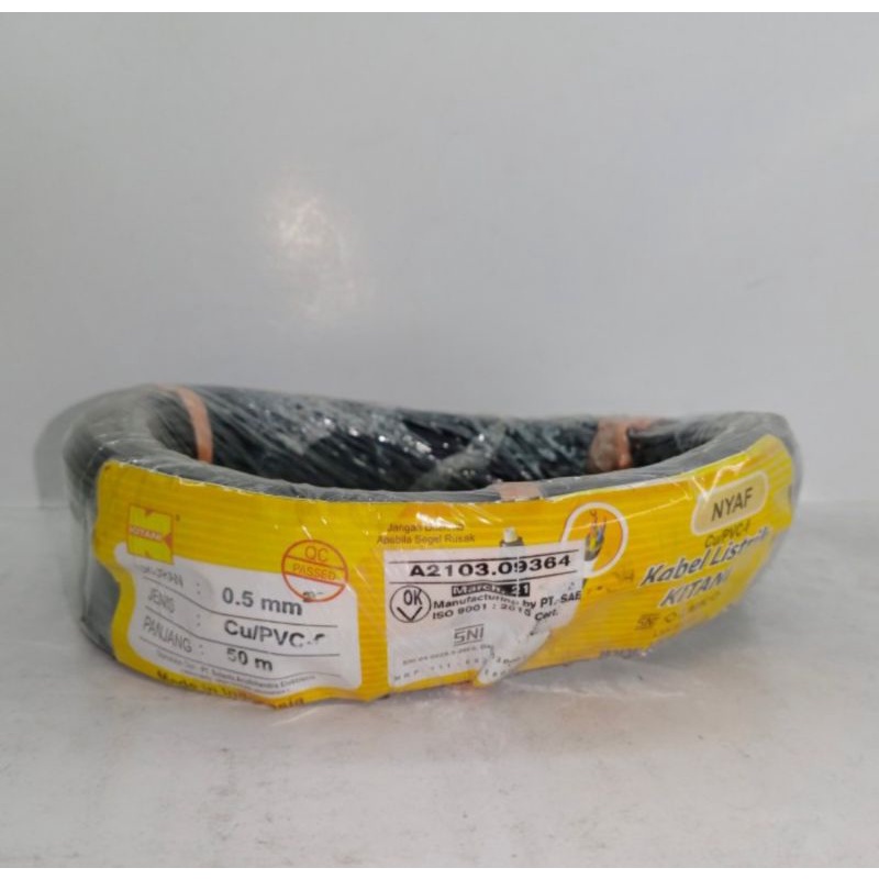 Jual Kabel serabut nyaf 0.5mm 50m hitam Kitani cable rambut SNI ...
