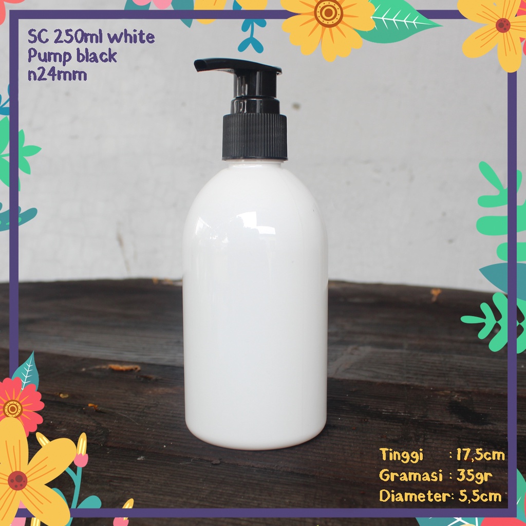 Jual BOTOL PLASTIK SC 250ML OVAL PUTIH SUSU TUTUP PUMP LOTION HITAM KEMASAN SHAMPOO GEL LOTION ...