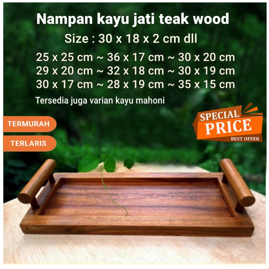 Jual SangKayu Nampan Kayu Jati Premium Teak Wood 30x18x2 cm Wooden Tray ...