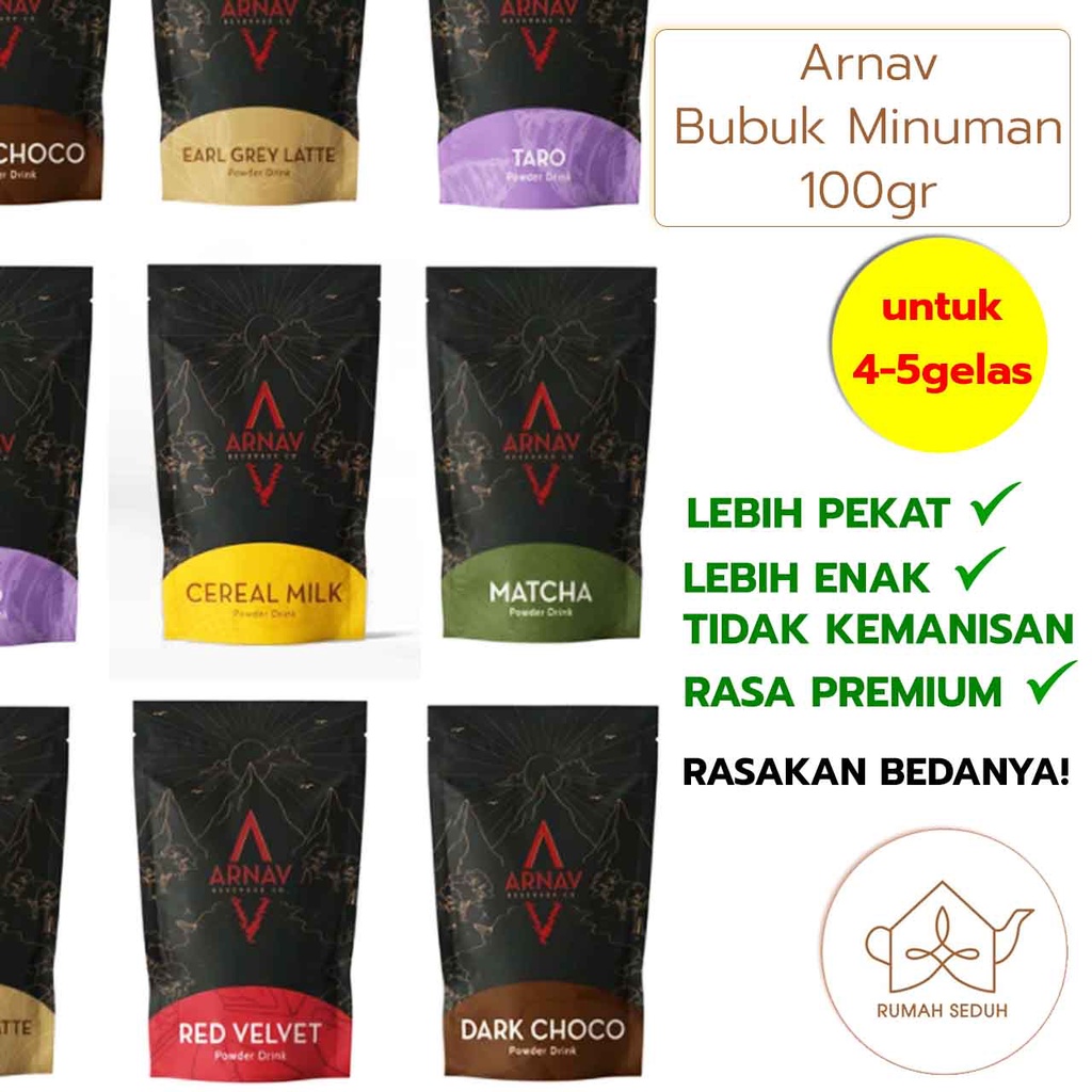 Jual 100gr Arnav Delifru Bubuk Minuman Premium - Chocolate Taro Matcha ...
