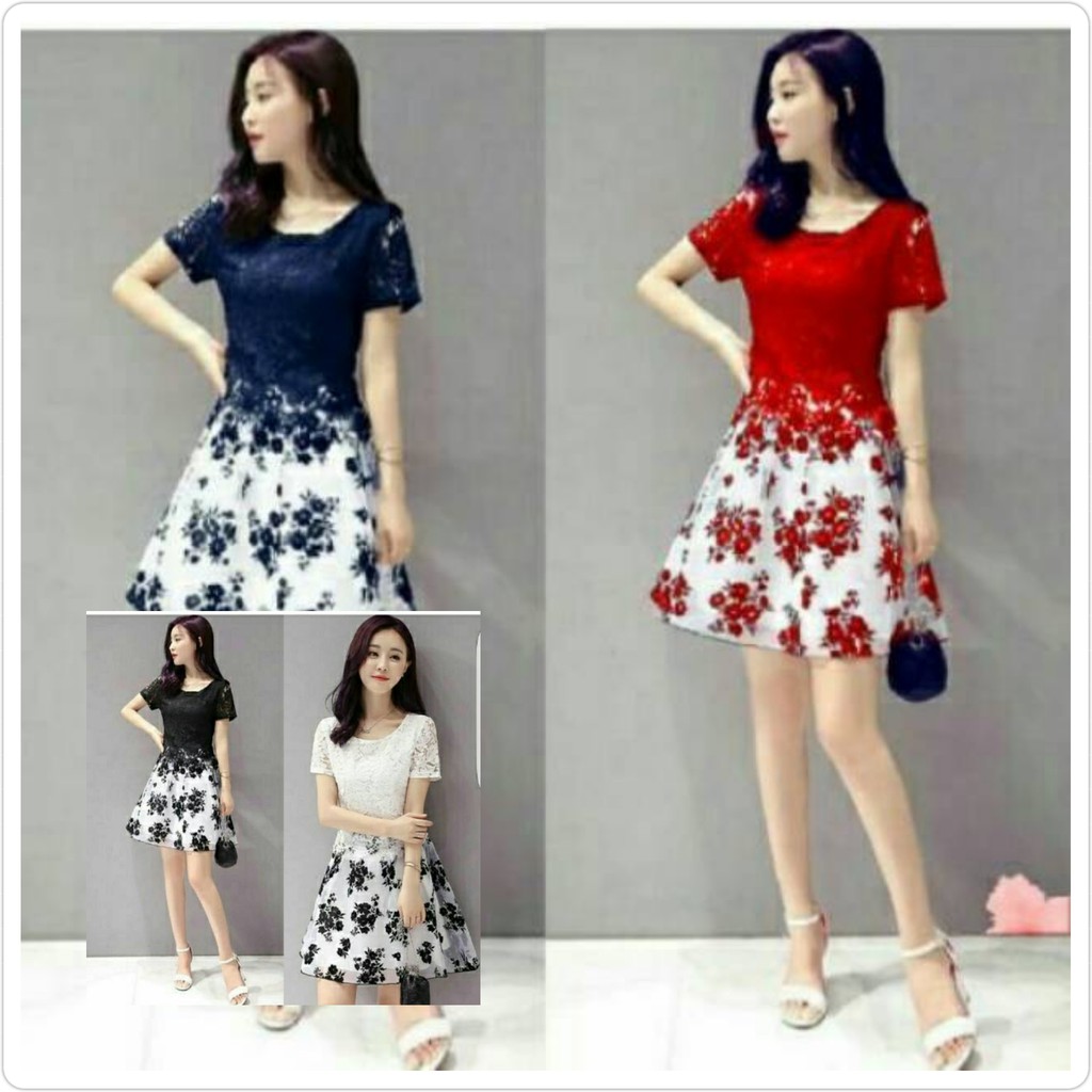 Jual Dress Flower Brukat DRESS FLOW BROKAT mini DRES REMAJA ABG MOTIF ...