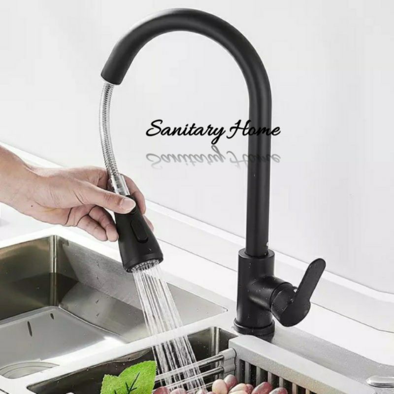 Jual Kran Sink Wastafel Hitam Black Stainless minimalis/ Kran Dapur ...
