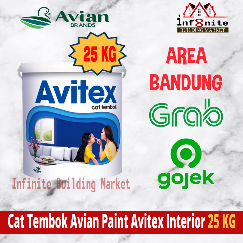 Jual Cat Tembok Avitex Interior Ready Mix 25 KG Plafon Dinding Gypsum ...