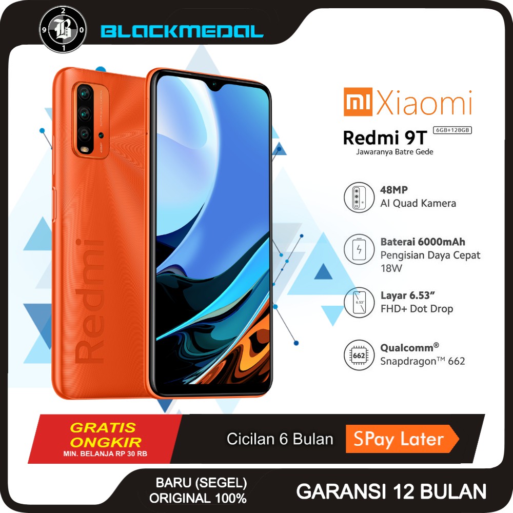 Jual Xiaomi Redmi 9T 128GB Sunrise Orange 2021 Baru Segel Resmi ...
